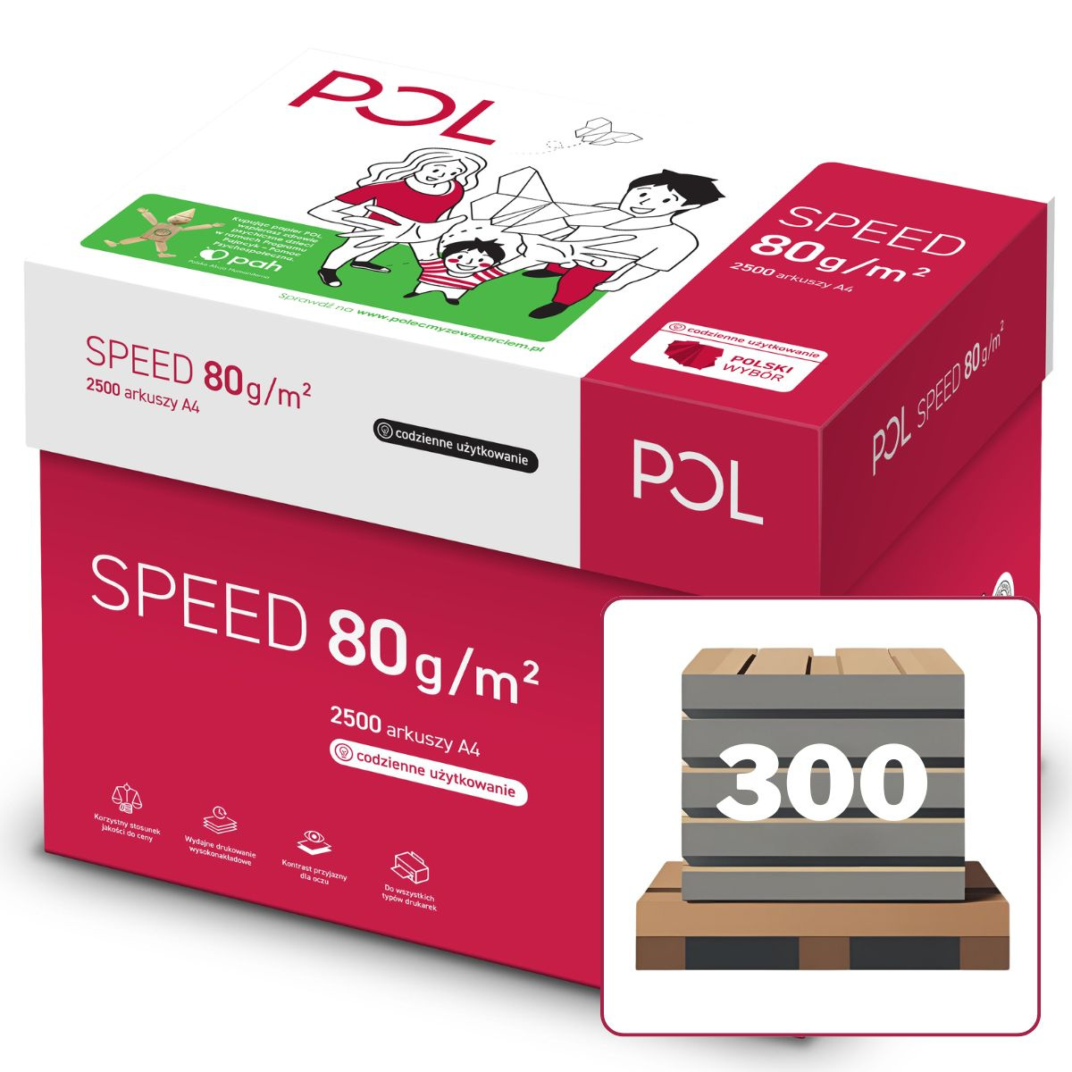 Papier ksero POL SPEED, A4, klasa C, 80gsm, 500ark. - 300 szt. - 1 Paleta 300 \ A4 | KATEGORIE ...